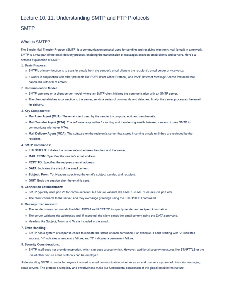 Lecture_10_11__Understanding_SMTP_and_FTP_Protocols | PDF | File Transfer Protocol | Networking ...
