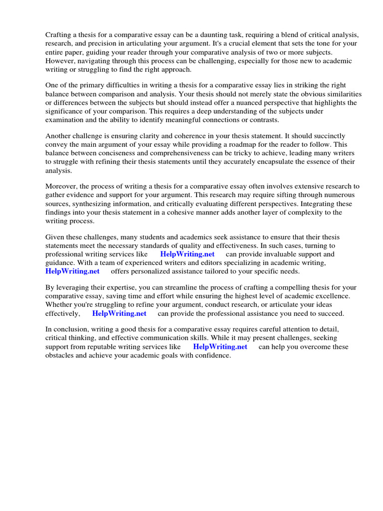 How To Write A Good Thesis For A Comparative Essay | PDF | Essays | Thesis