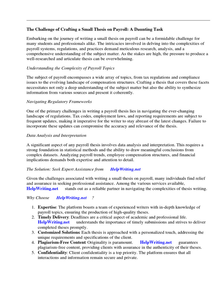 Payroll Small Thesis | PDF | Payroll | Payroll Tax