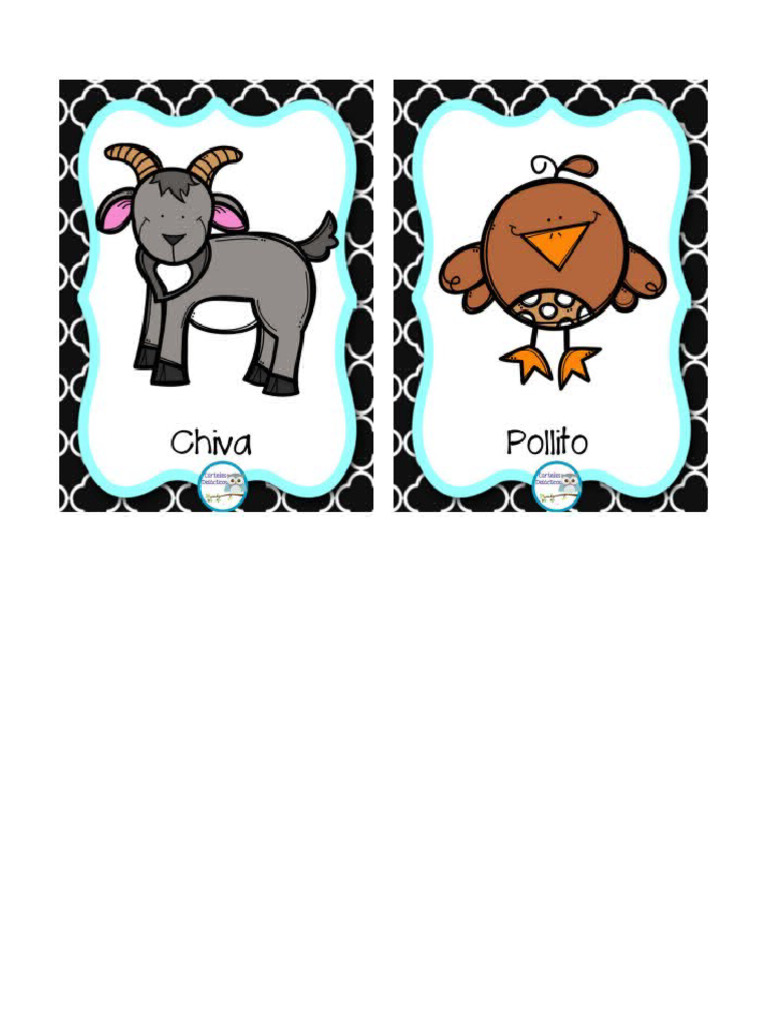Tarjetas de Vocabulario Animales de Granja | PDF