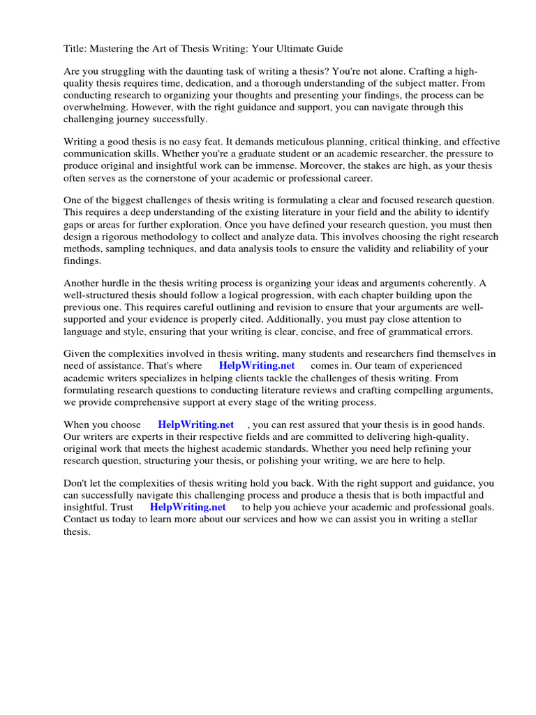 How To Write A Good Thesis PDF | PDF | Thesis | Essays