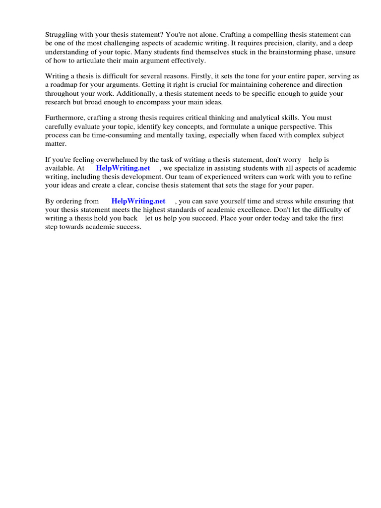 Underline Thesis Statement | PDF | Essays | Thought