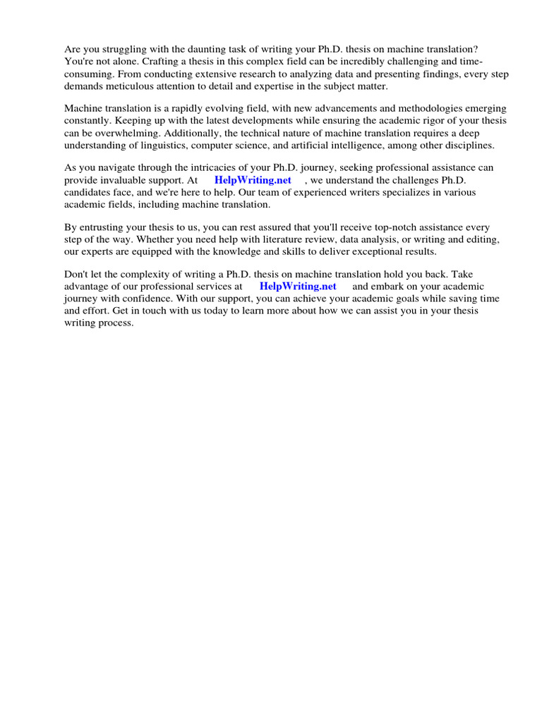 PHD Thesis Machine Translation | PDF | Translations | Morphology ...