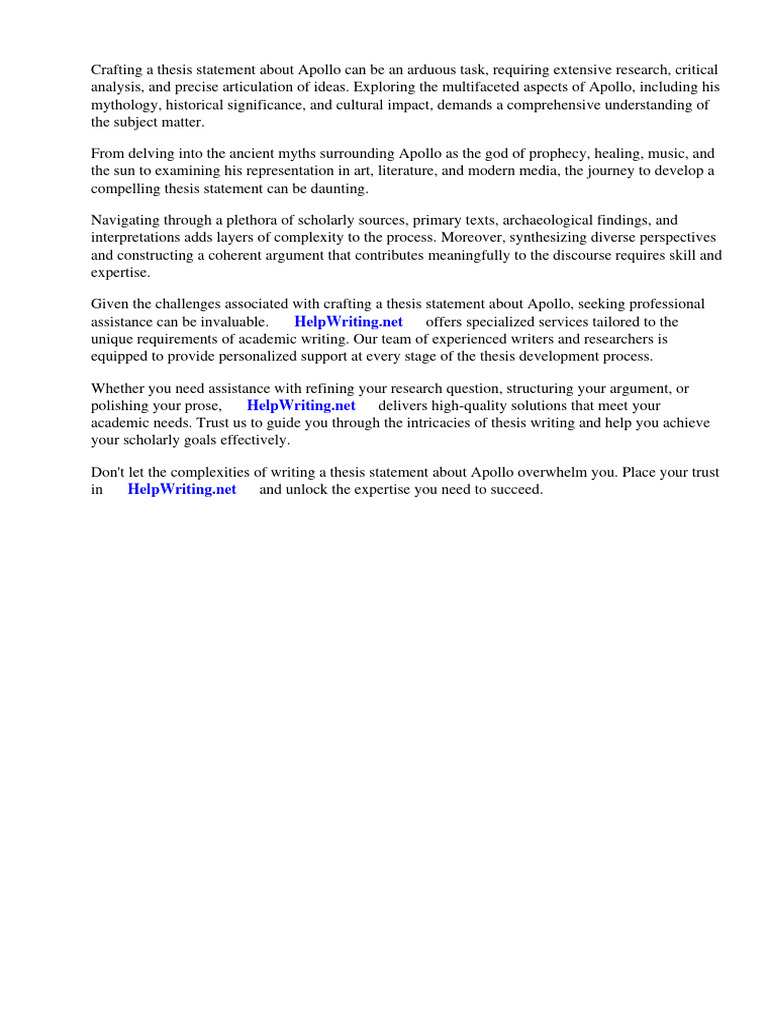 Thesis Statement About Apollo | PDF | Essays | Apollo Program