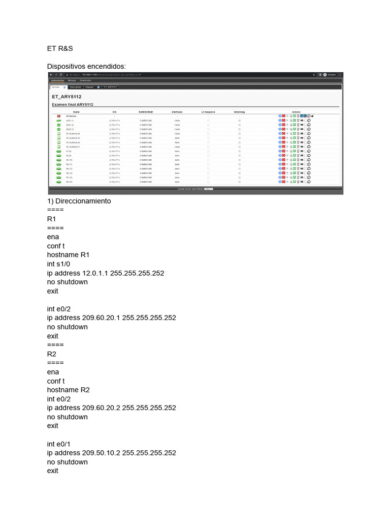 Et R&S Config | PDF | Router (Computing) | Data Transmission
