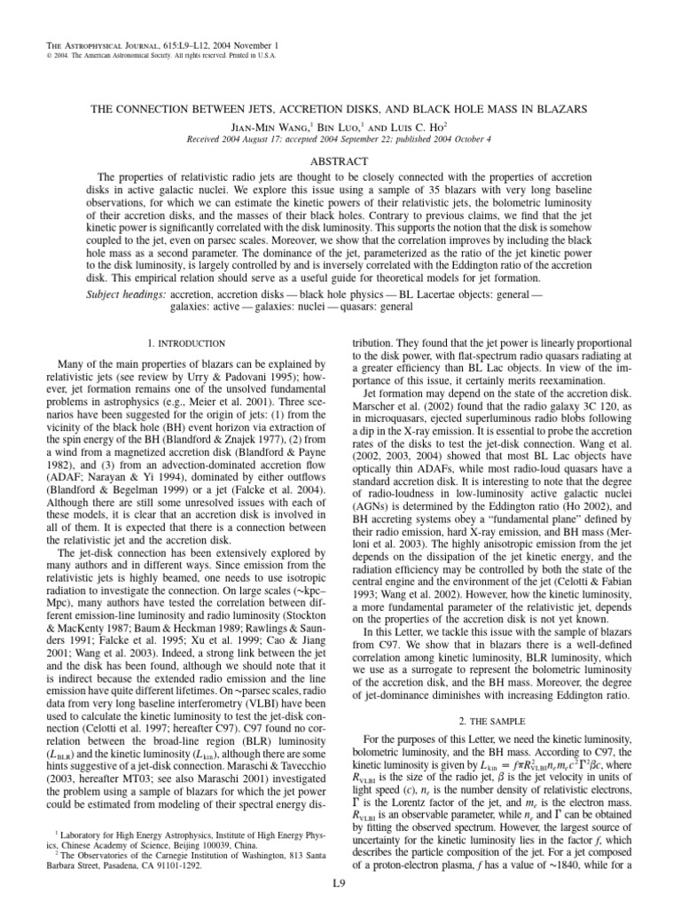 Connection Between Jets and Other Parts | PDF | Physics | Astronomy