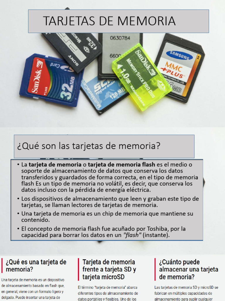 Tipos y usos de tarjetas de memoria | PDF | Tarjeta de memoria ...