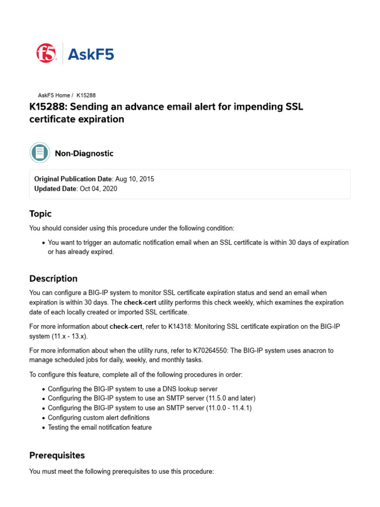 Sending An Advance Email Alert For Impending SSL Certificate Expiration ...