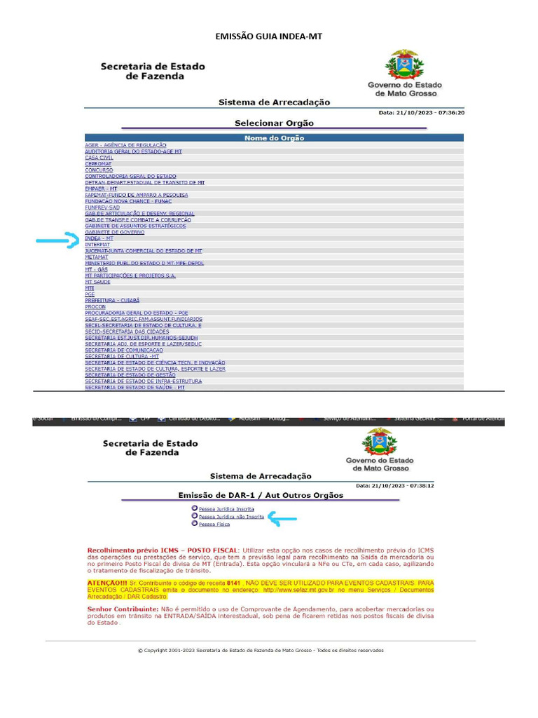 Passo A Passo para Emissão de Guia Indea - MT | PDF