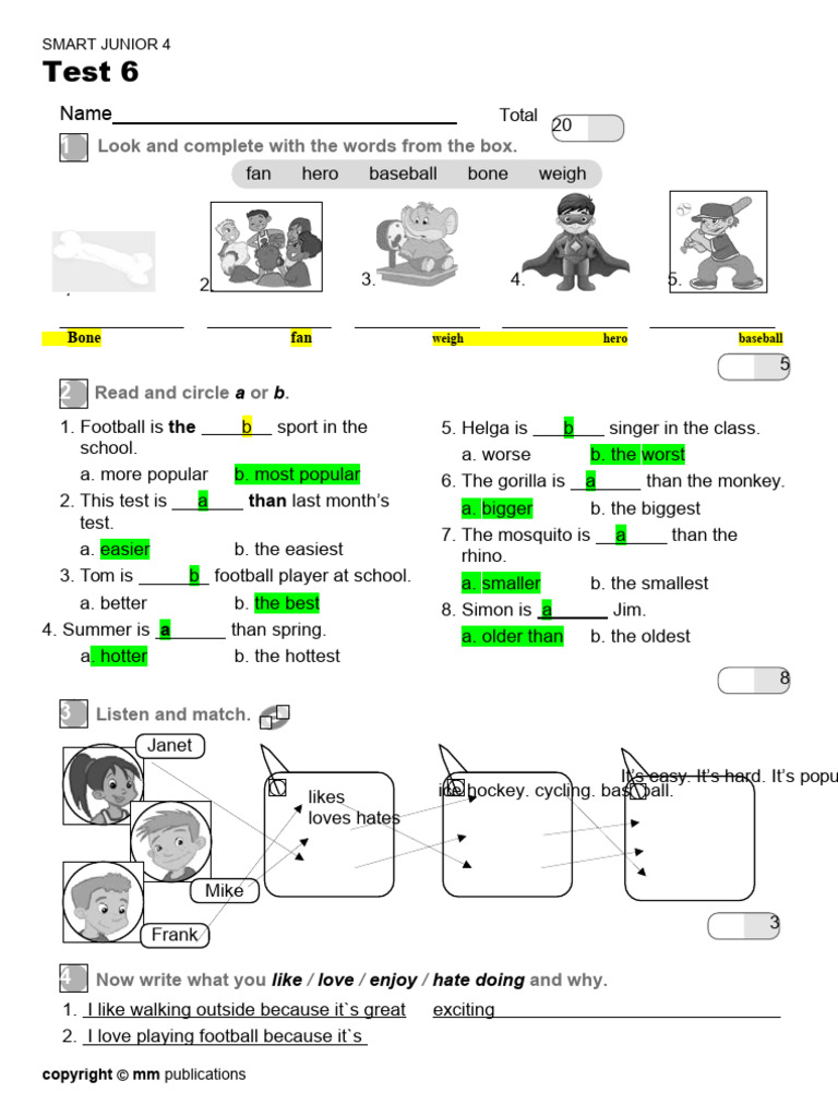 Smart Junior 4 Test 6 | PDF