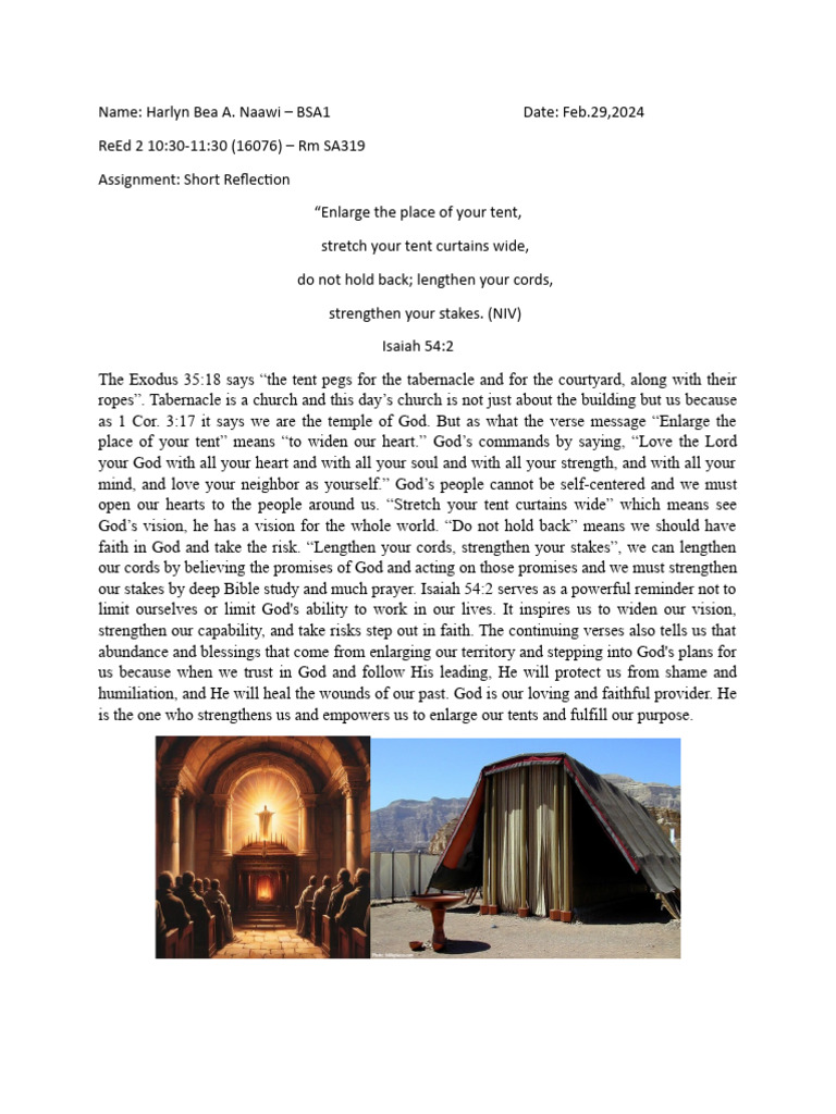 Enlarge Your Tent: A Reflection | PDF