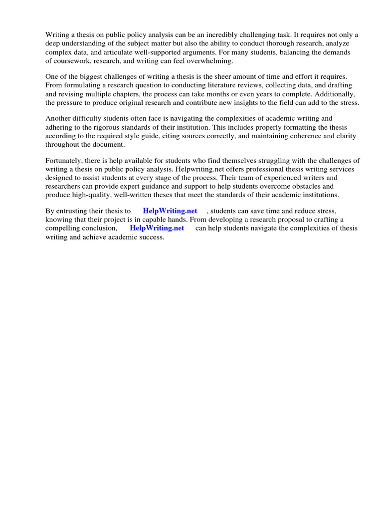 Thesis On Public Policy Analysis | PDF | Policy Analysis | Policy