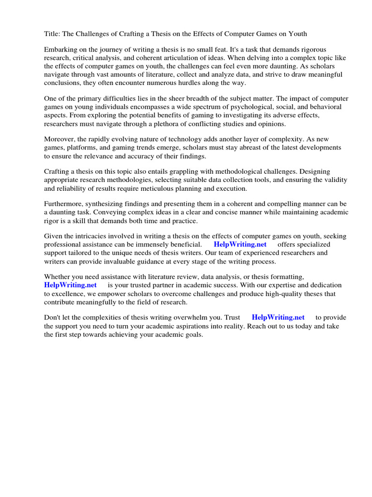 Epekto NG Computer Games Sa Mga Kabataan Thesis | PDF | Science | Computing