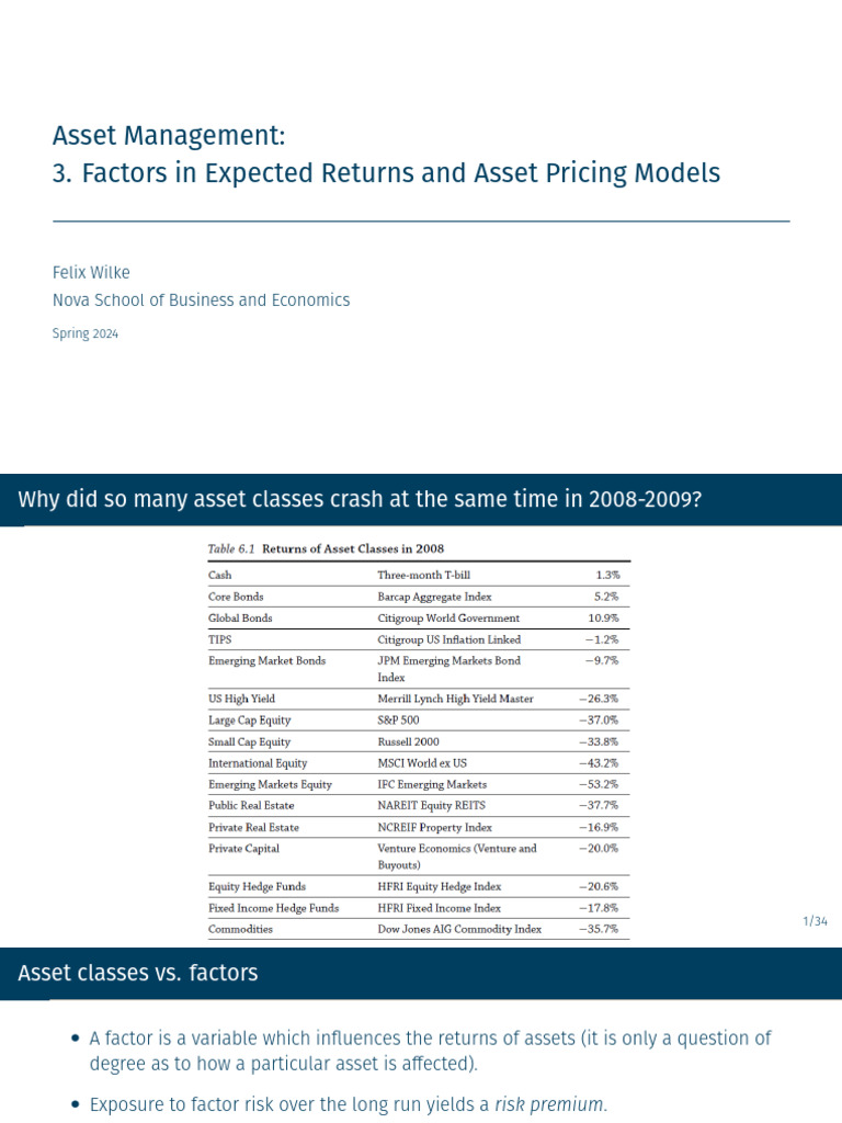 Asset Management: 3. Factors in Expected Returns and Asset Pricing Models | PDF | Capital Asset ...