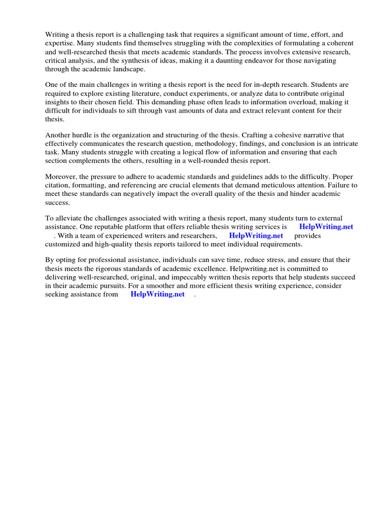 Writing A Thesis Report | PDF | Thesis | Essays
