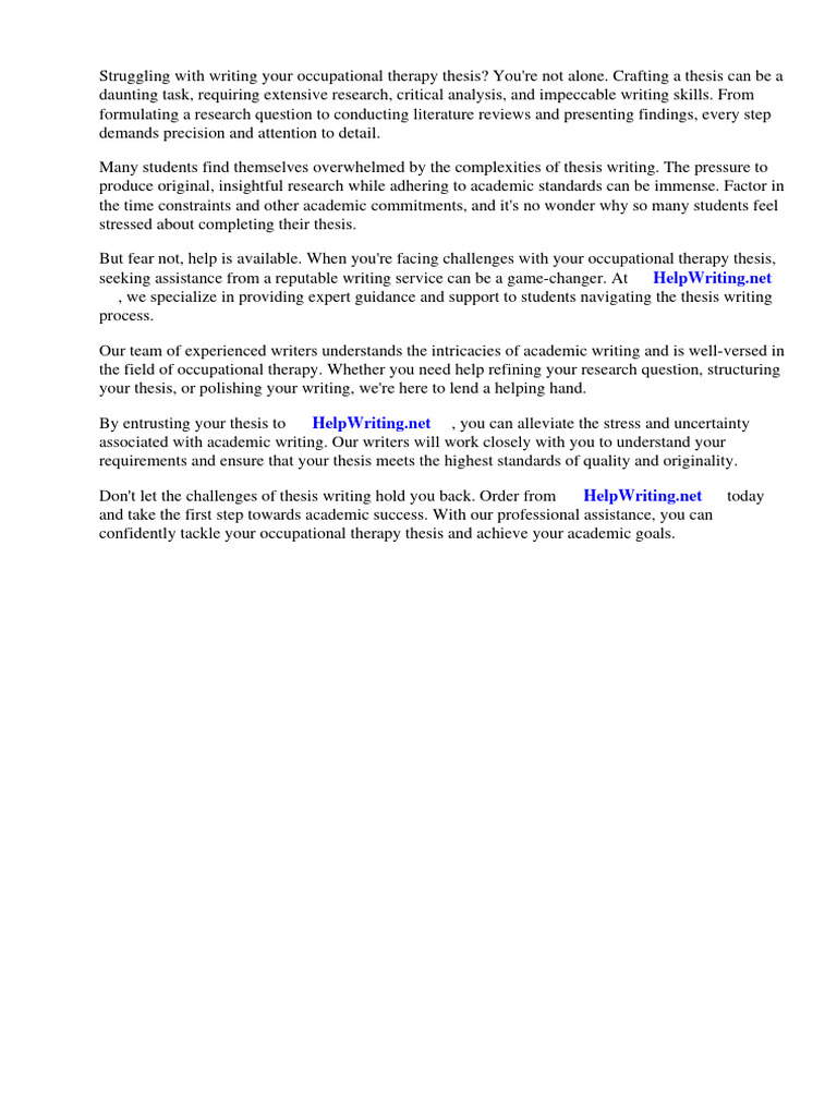 Occupational Therapy Thesis Examples | PDF | Occupational Therapy ...