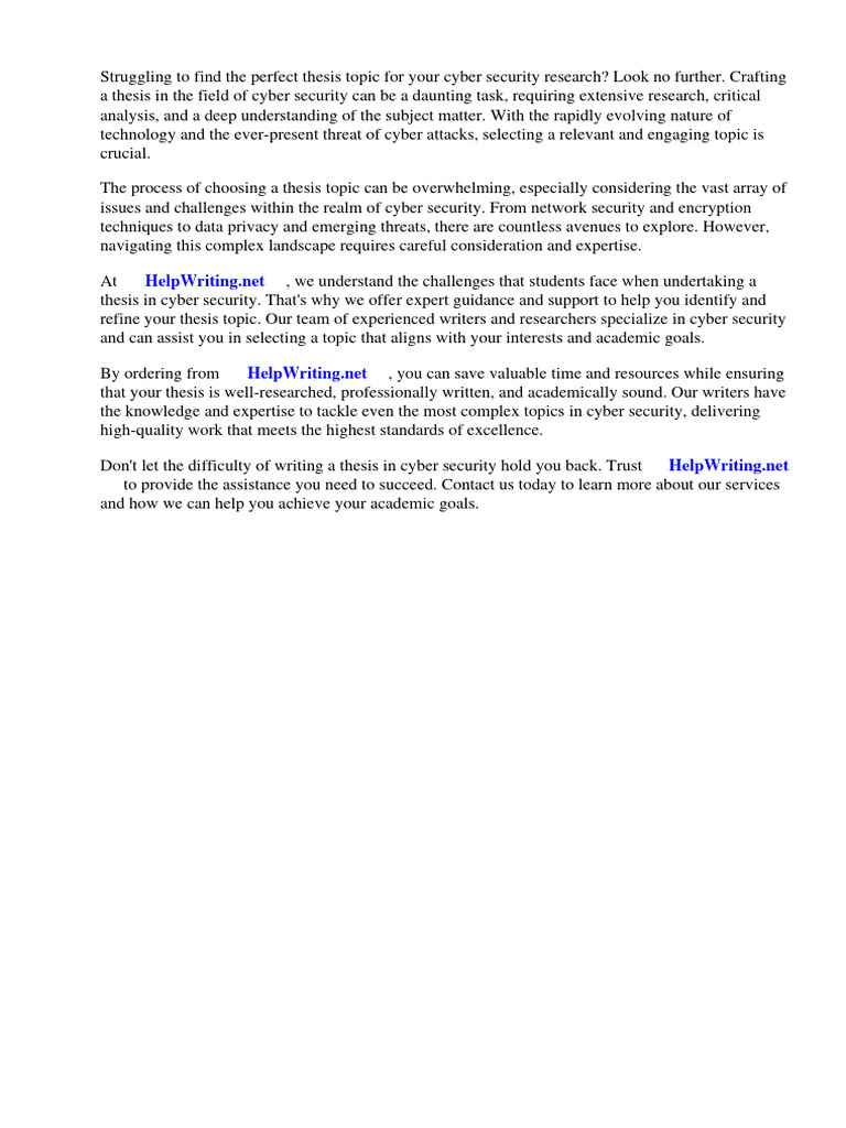 Thesis Topics For Cyber Security | PDF | Security | Computer Security