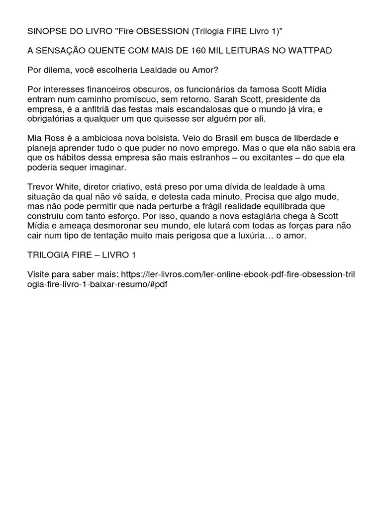 Fire Obsession (Trilogia Fire Livro 1) | PDF
