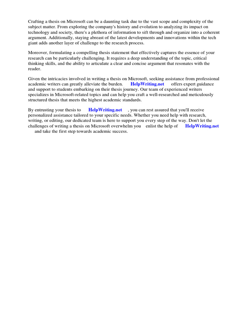 Microsoft Thesis Statement | PDF | Essays | Thesis