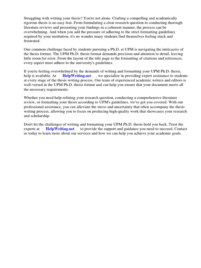 Upm PHD Thesis Format | Download Free PDF | Thesis | Citation