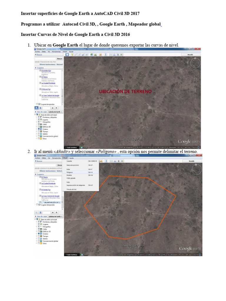 Insertar Superficies de Google Earth A AutoCAD Civil 3D 2017 | PDF