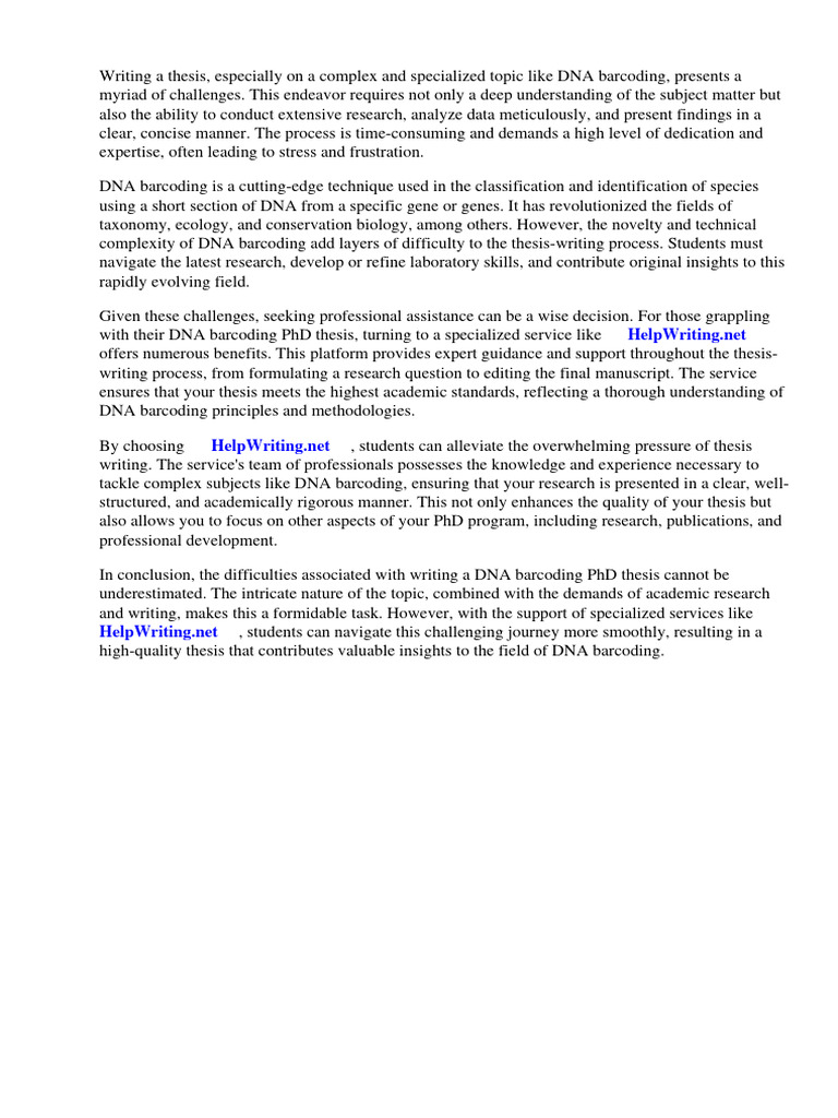 Dna Barcoding PHD Thesis | PDF | Species | Taxonomy (Biology)
