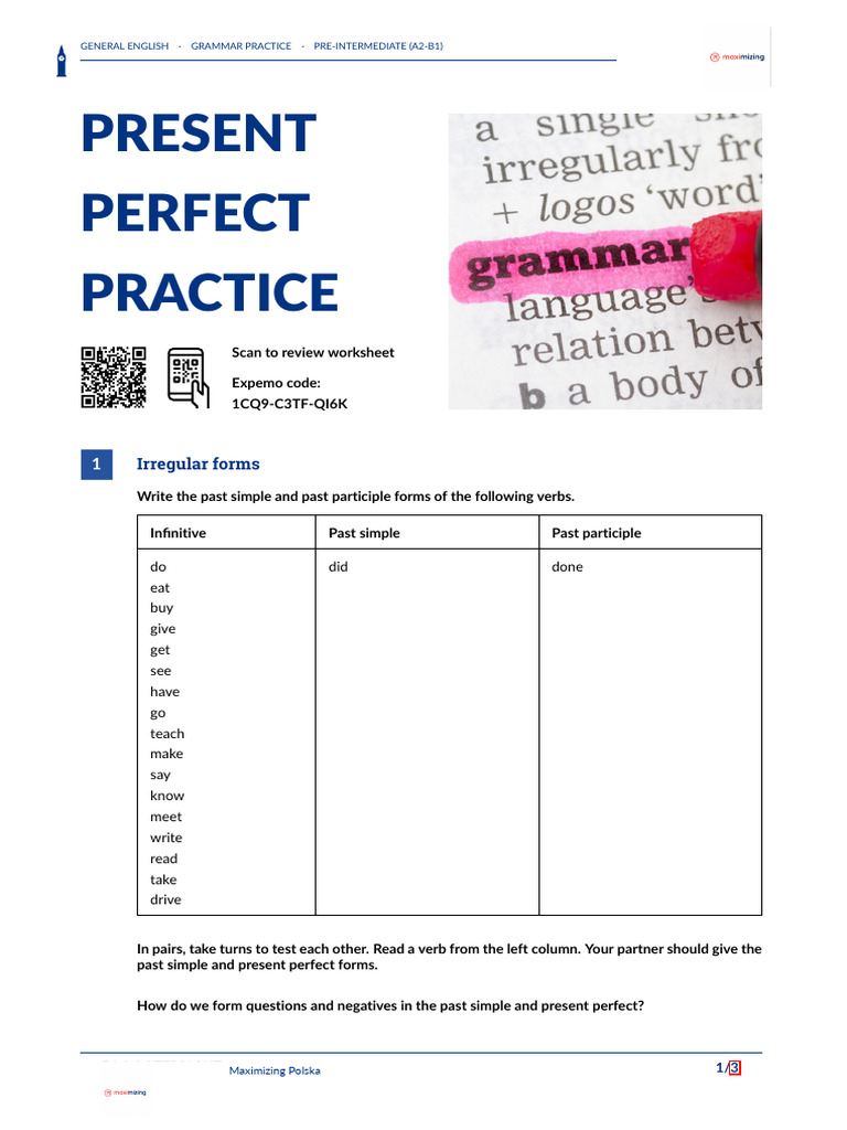 Present Perfect Practice British English Teacher | PDF | English Language | Linguistic Typology