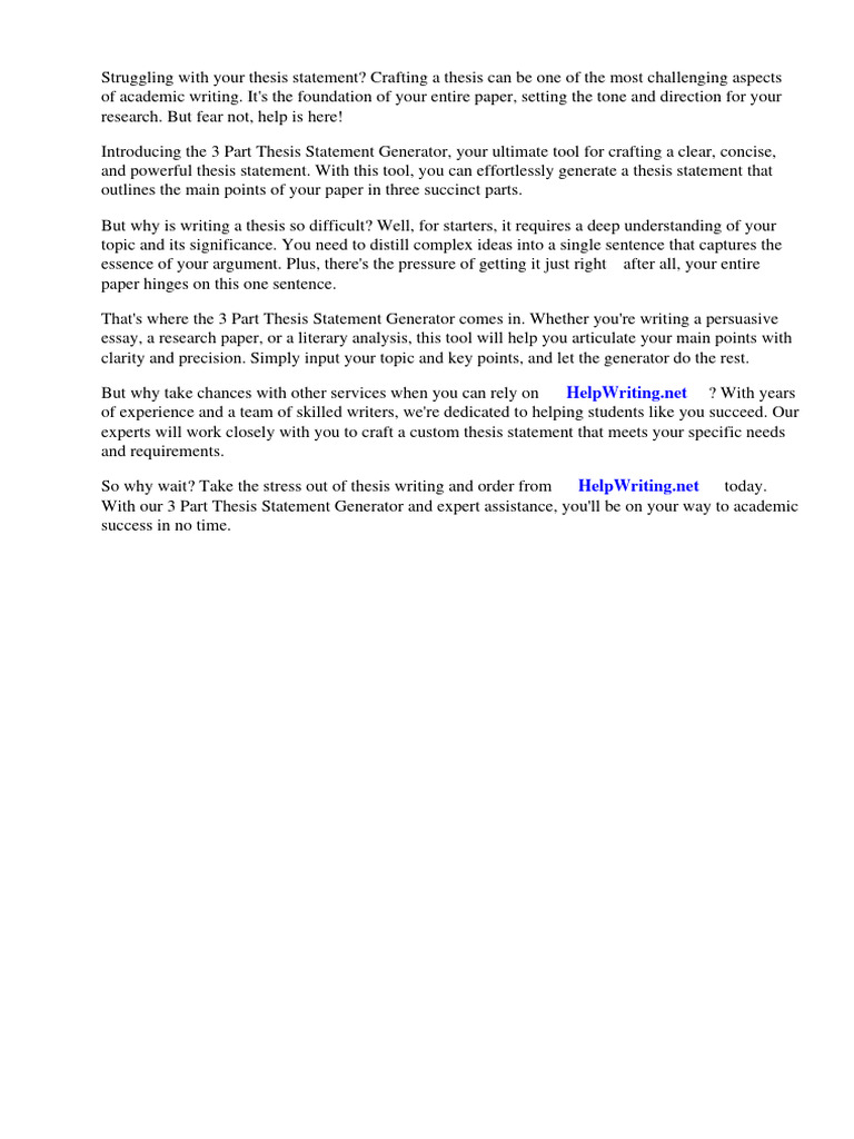 3 Part Thesis Statement Generator | PDF | Essays | Thesis