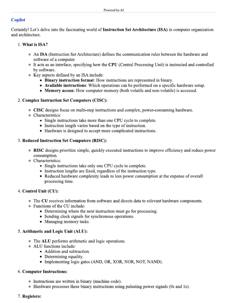 Instructions set architecture of a CPU | PDF