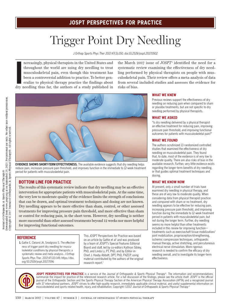 2017 Trigger Point Dry Needling | PDF | Physical Therapy | Pain