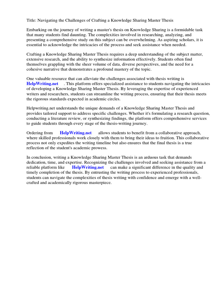 Crafting a Knowledge Sharing Thesis | PDF | Knowledge | Thesis