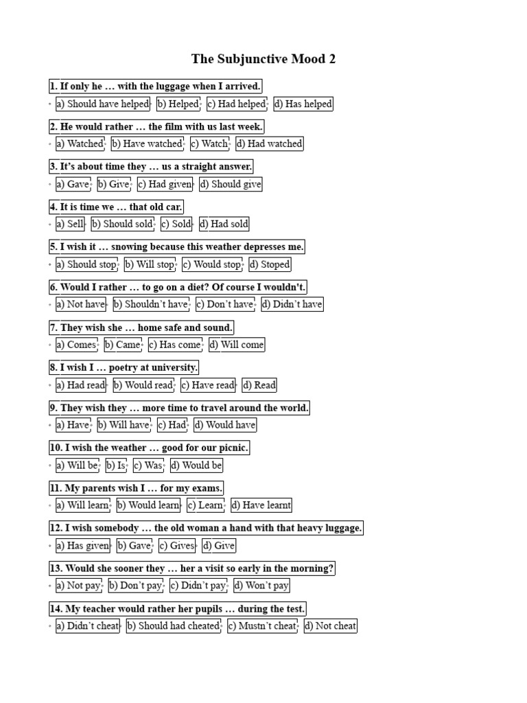 Subjunctive Mood 2 | PDF