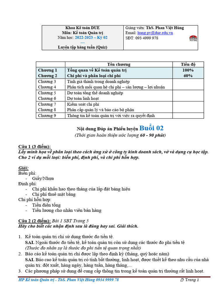 KTQT Buổi.02 Luyện Tập- Đáp-án BHT.T.02 | PDF