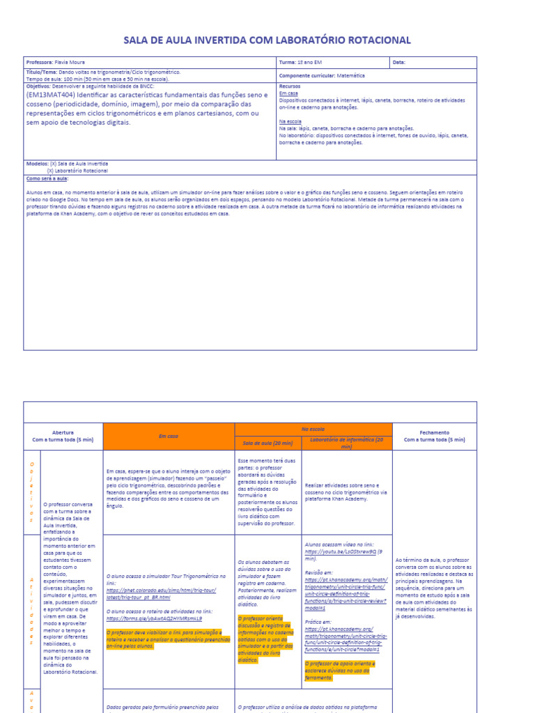 Plano de aula_TrabalharModelos_MAT_Revisado | PDF