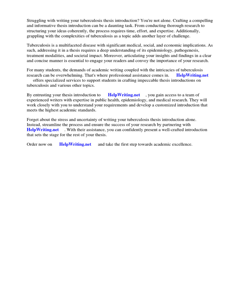 Tuberculosis Thesis Introduction | PDF | Tuberculosis | Infection