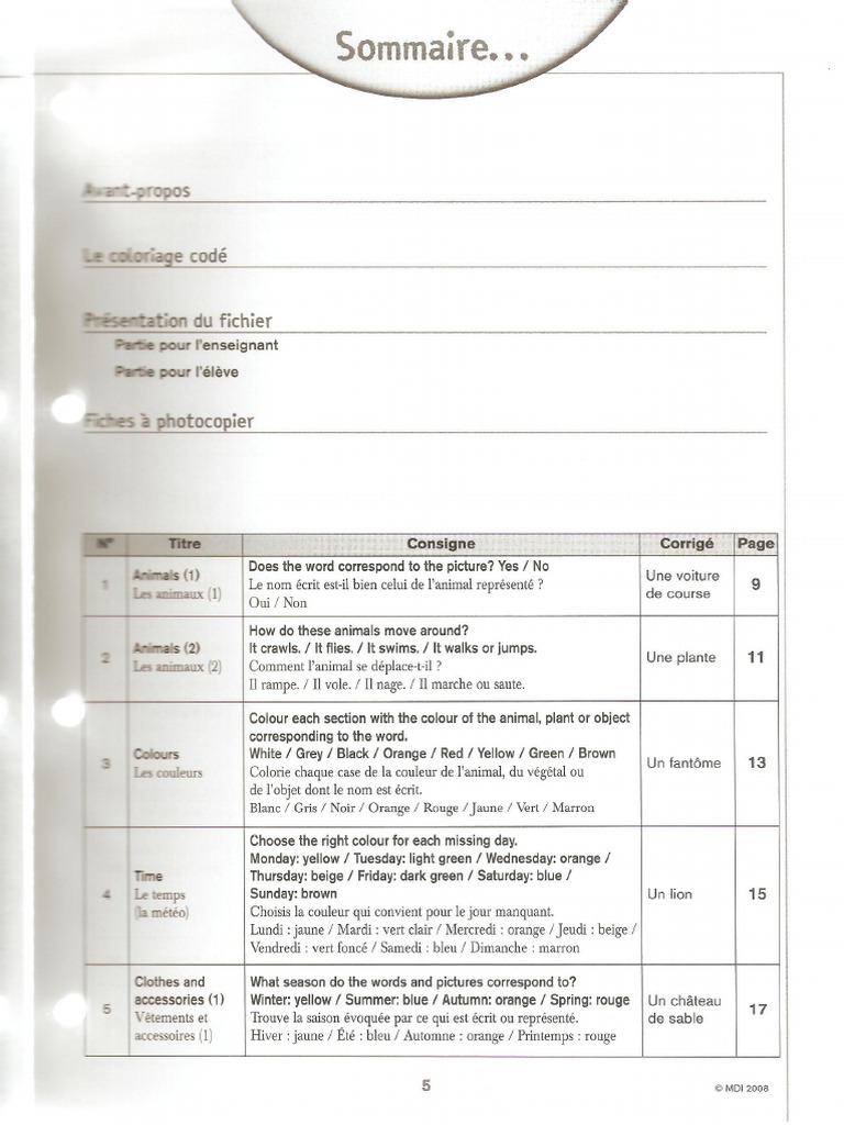 MDI - Coloriage magique Vocabulaire anglais | PDF