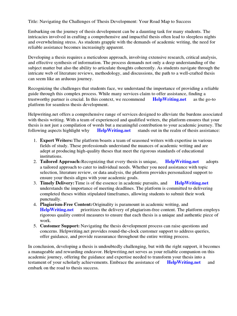 Thesis Development and Road Map | PDF | Essays | Thesis