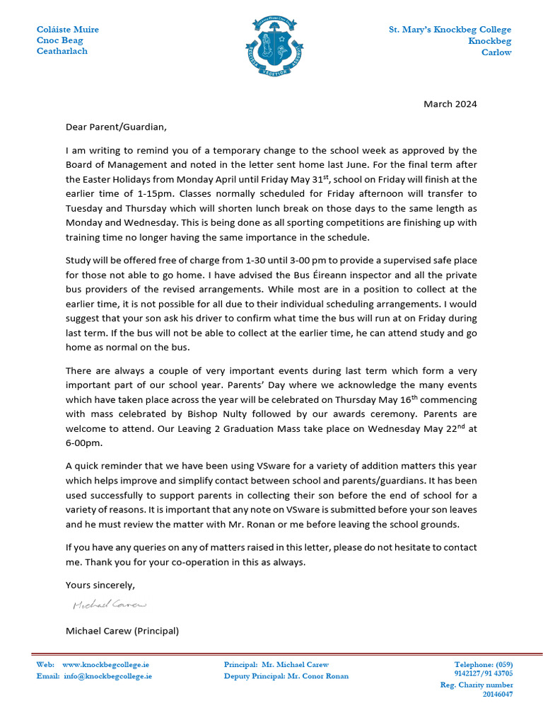 Term 3 - Timetable Changes | PDF