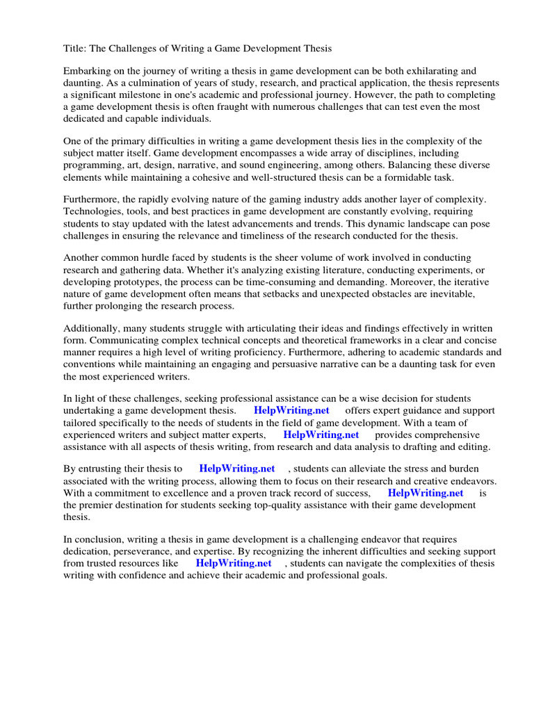 Game Development Thesis Title | PDF | Thesis | Theory