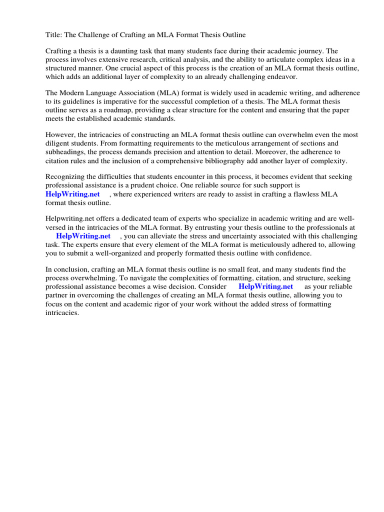Mla Format Thesis Outline | PDF | Thesis | Academic Publishing