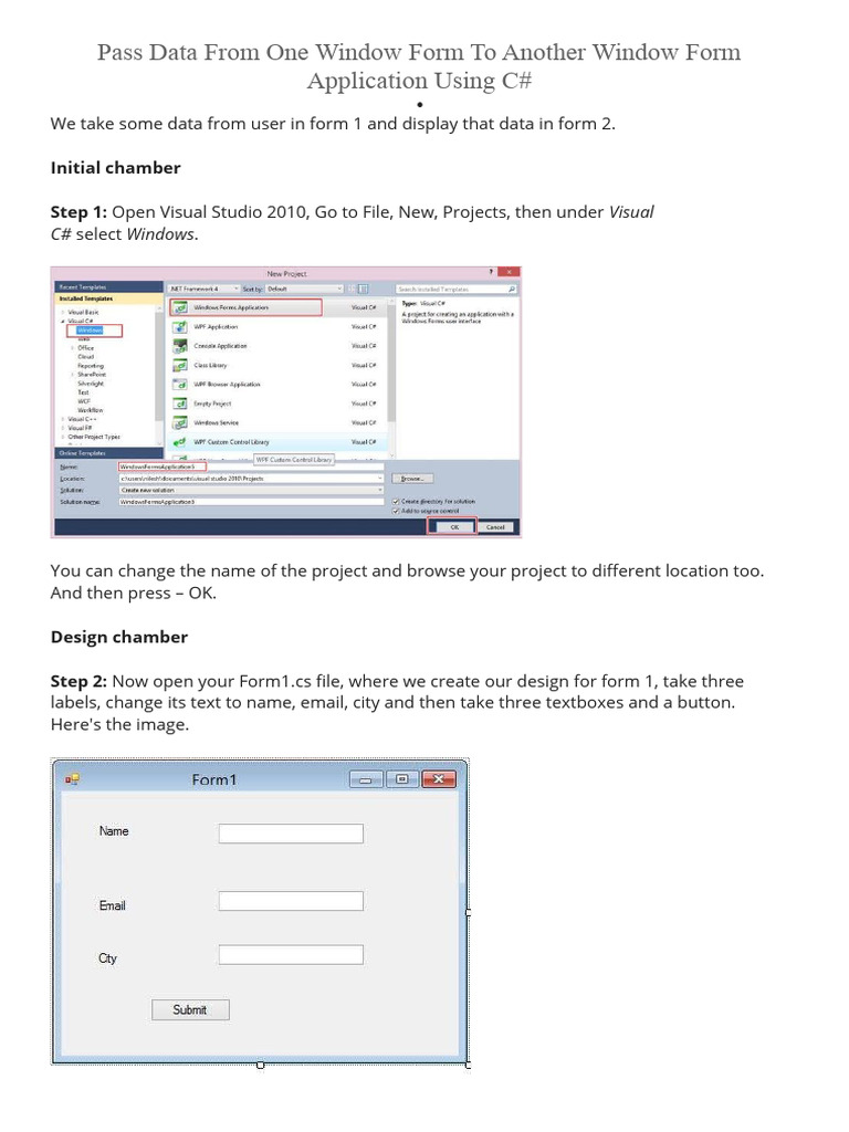 C - Sharp - Pass Data From One Window Form To Another Window Form Application | PDF | C Sharp ...