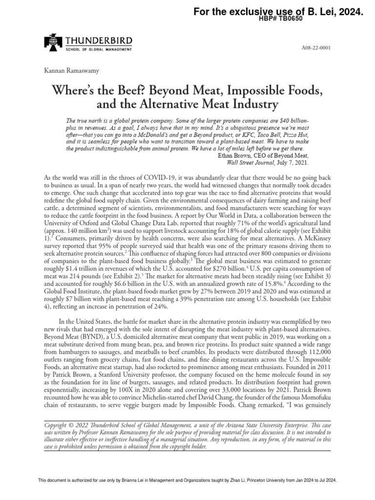 Beyond Meat | PDF | Meat | Climate Change