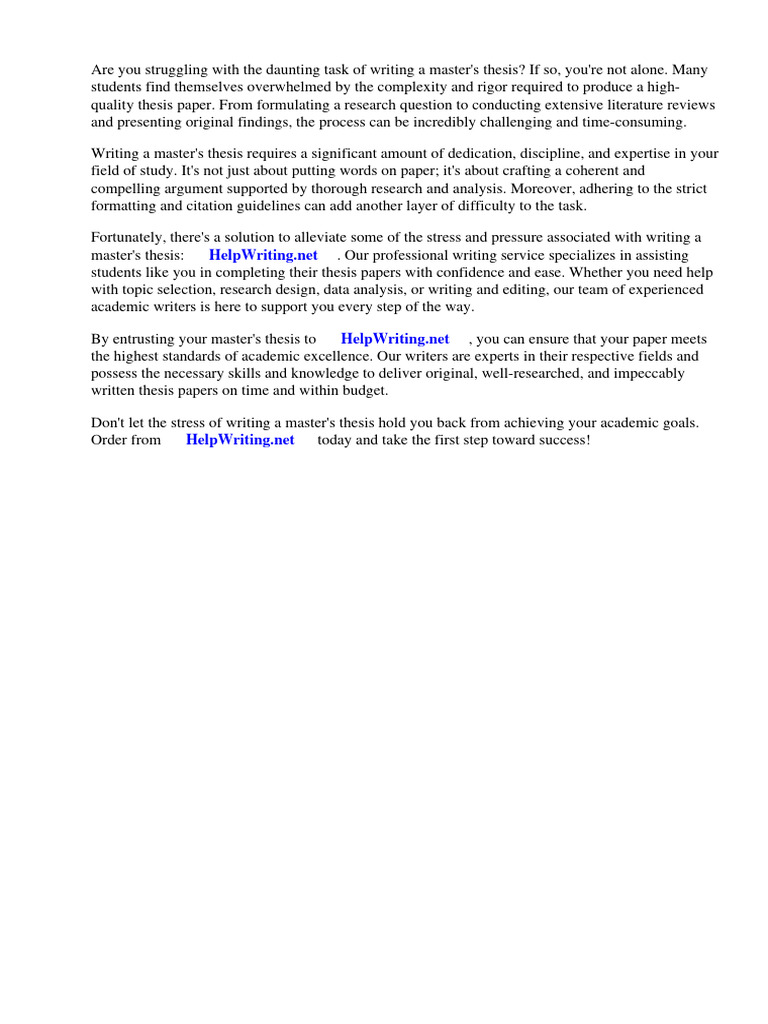 How To Write A Master Thesis Paper | PDF | Thesis | Science