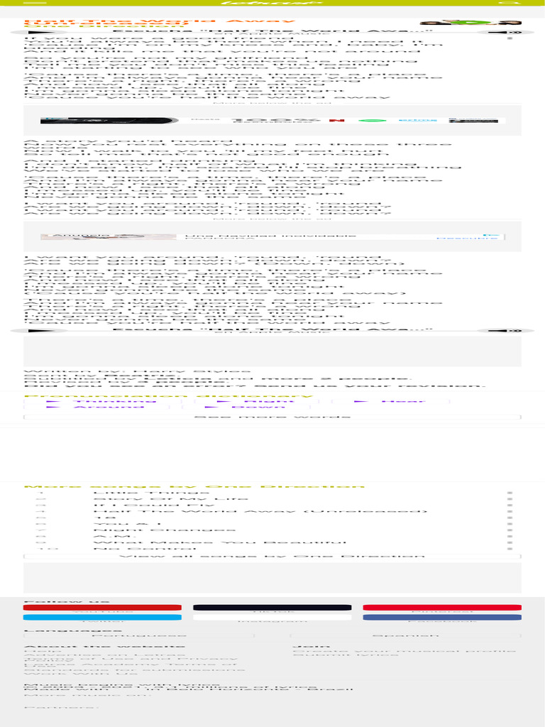 Half The World Away (Unreleased) - One Direction | PDF