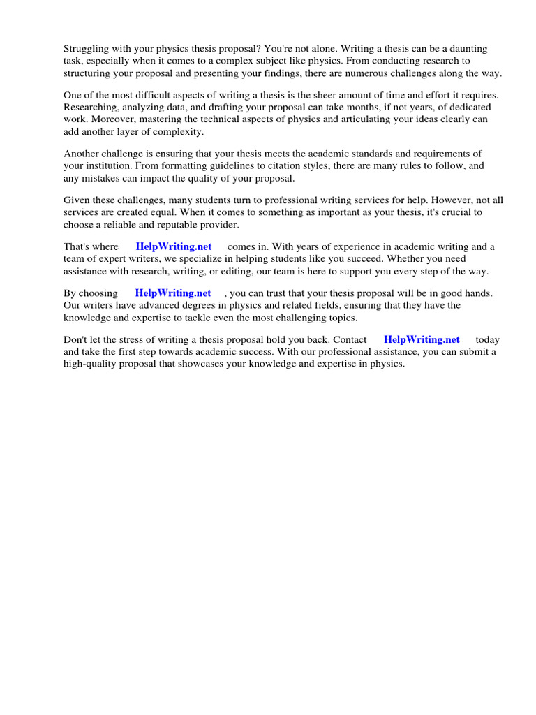 Physics Thesis Proposal | PDF | Methodology | Thesis