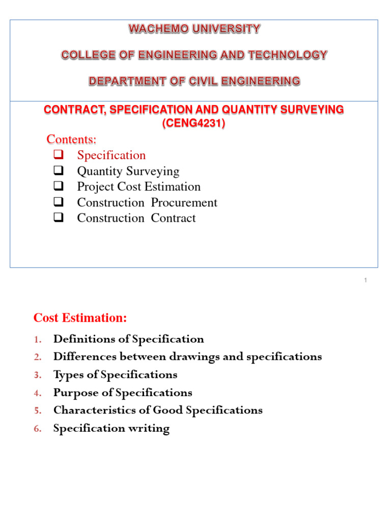 CH 1.Specifications | PDF | Specification (Technical Standard) | Concrete