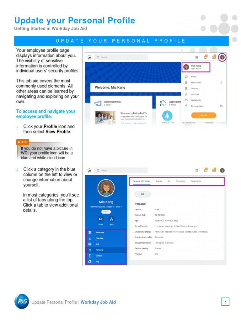 Update Your Workday Profile Guide | PDF | Icon (Computing) | Banks