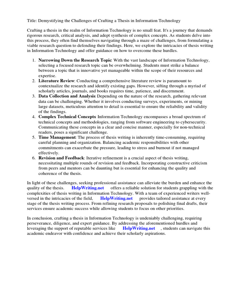 Sample Title Thesis Related Information Technology | PDF | Thesis ...