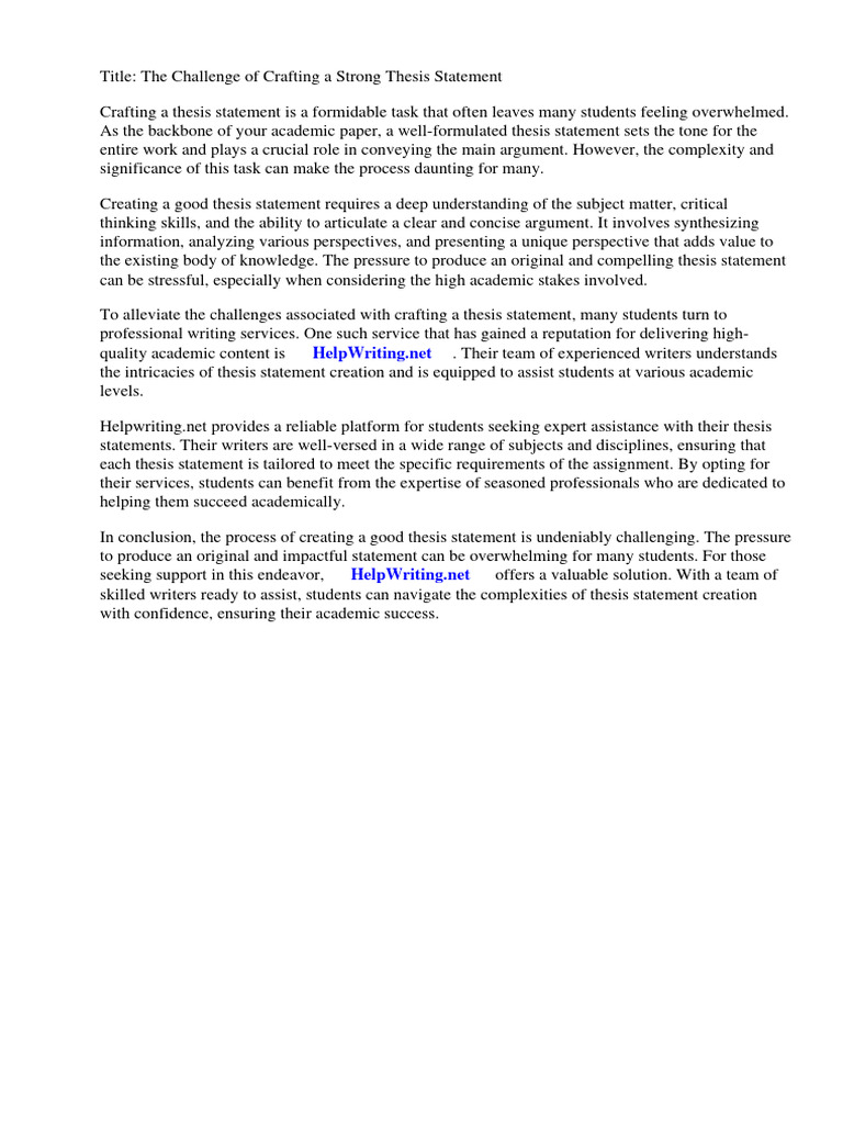 How To Create A Good Thesis Statement | PDF | Essays | Thesis