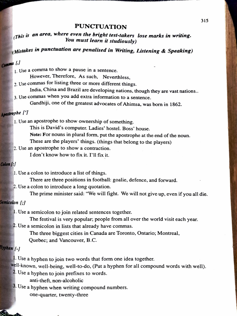 Punctuation IELTS (IELTS Writing Module) | PDF